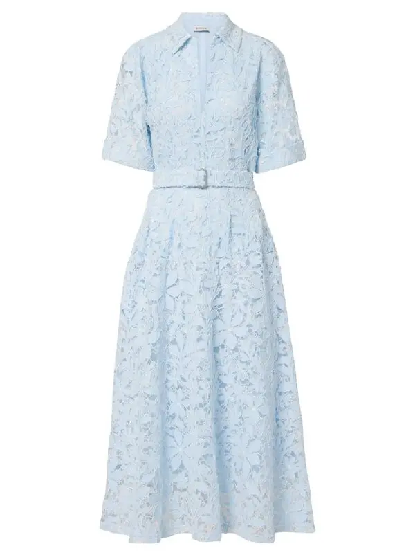 Simkhai Deanna Lace Guipure Cotton Midi Dress - Blue