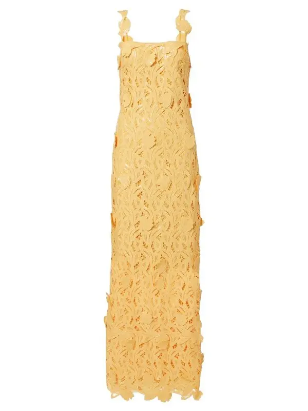 Simkhai Marenna Broderie Anglaise Sequined Gown - Yellow