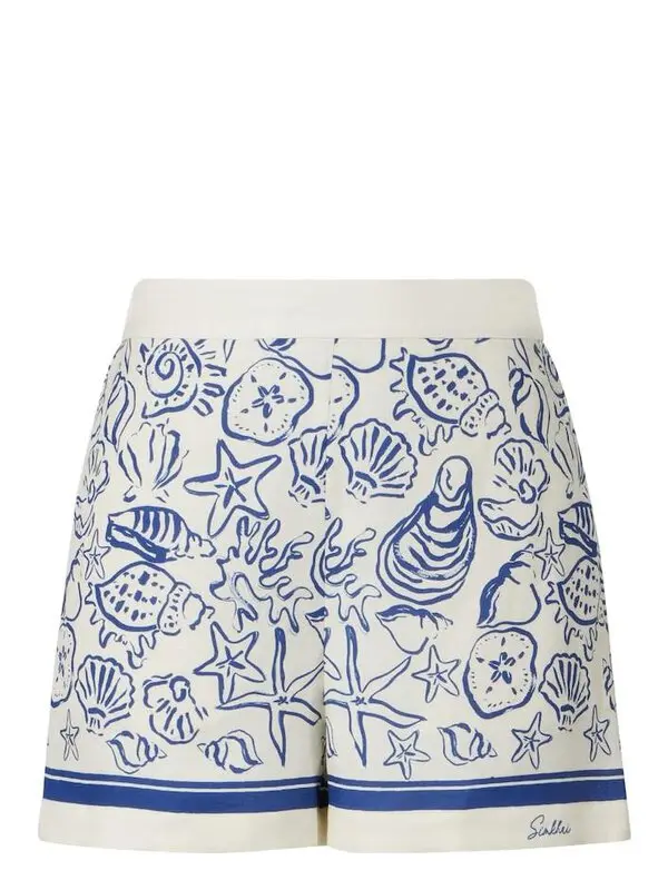 Simkhai Keaton Printed Linen-blend Shorts - Blue