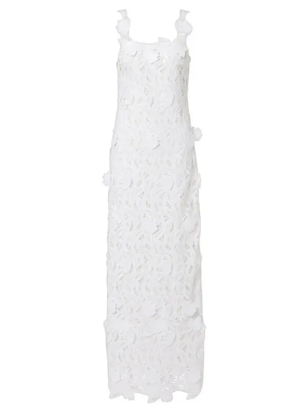 Simkhai Marenna Broderie Anglaise Sequined Gown - White