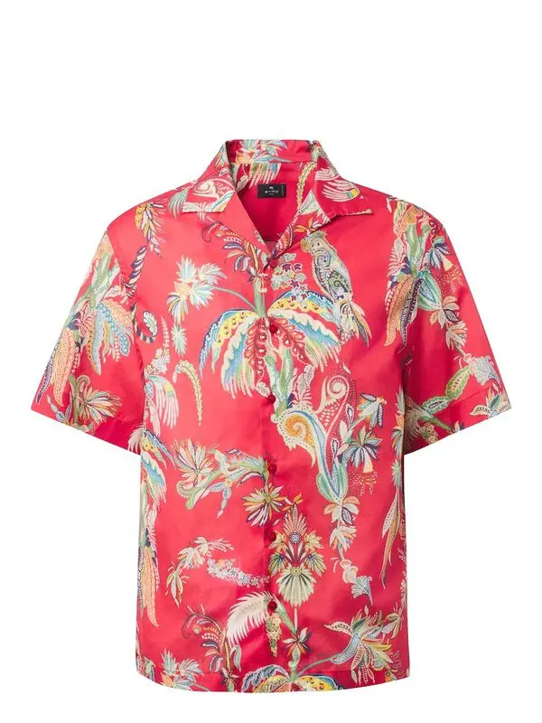 Etro Paisley Cotton Bowling Shirt - Red