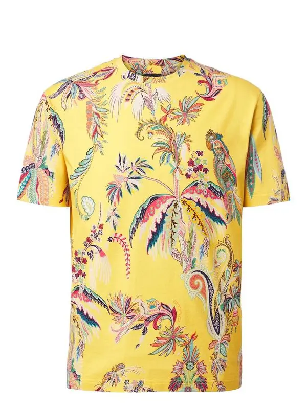 Etro Printed Cotton Jersey T-shirt - Yellow
