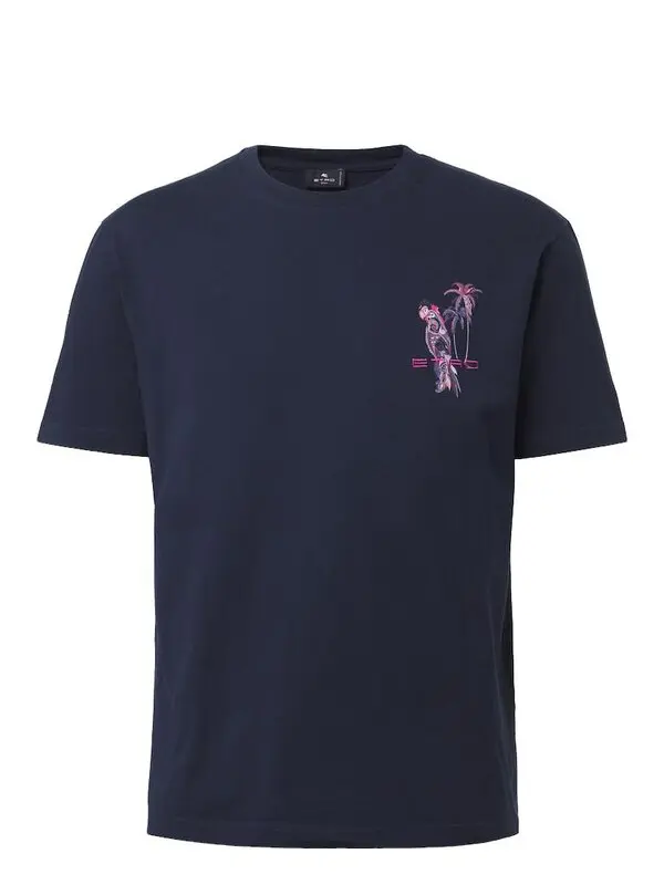 Etro Printed Cotton Jersey T-shirt - Blue