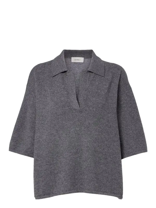 LISA YANG Neela Cashmere Polo Sweater - Grey