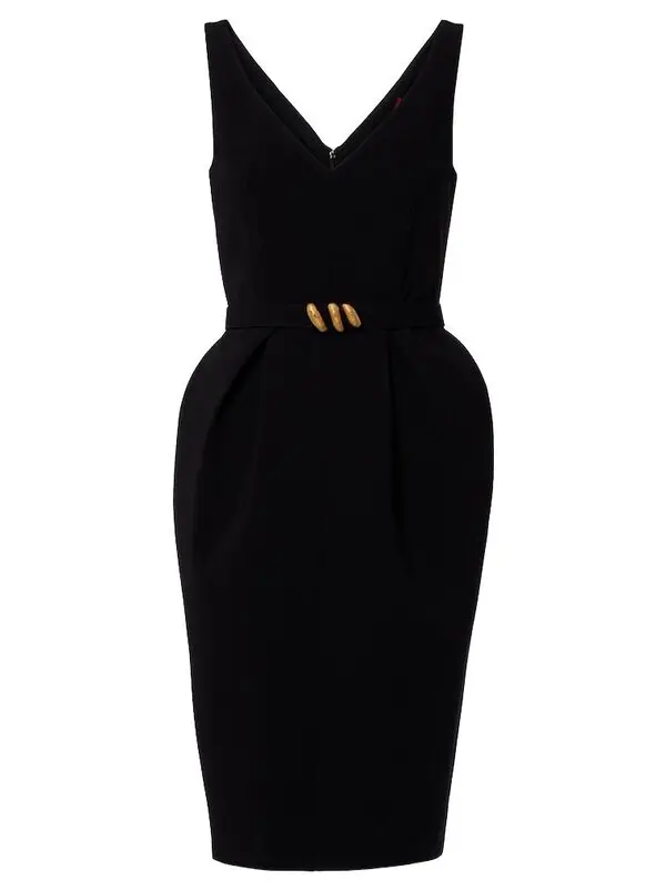 Max Mara Belted Cady Midi Dress - Black