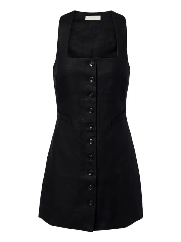 Faithfull The Brand Jaques Linen Minidress - Black