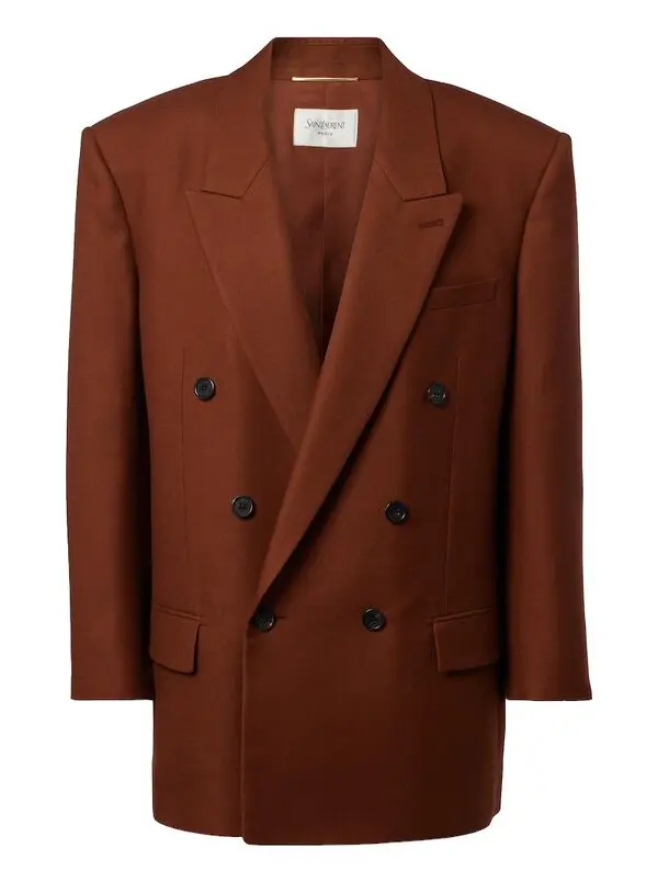 Saint Laurent Double-breasted Cashmere Blazer - Brown