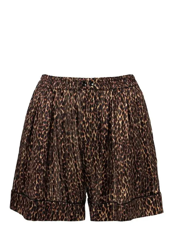 Saint Laurent Leopard-print Silk Shorts - Brown