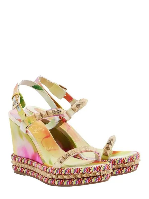 CHRISTIAN LOUBOUTIN Embellished Espadrille Wedge Sandals - Multicoloured