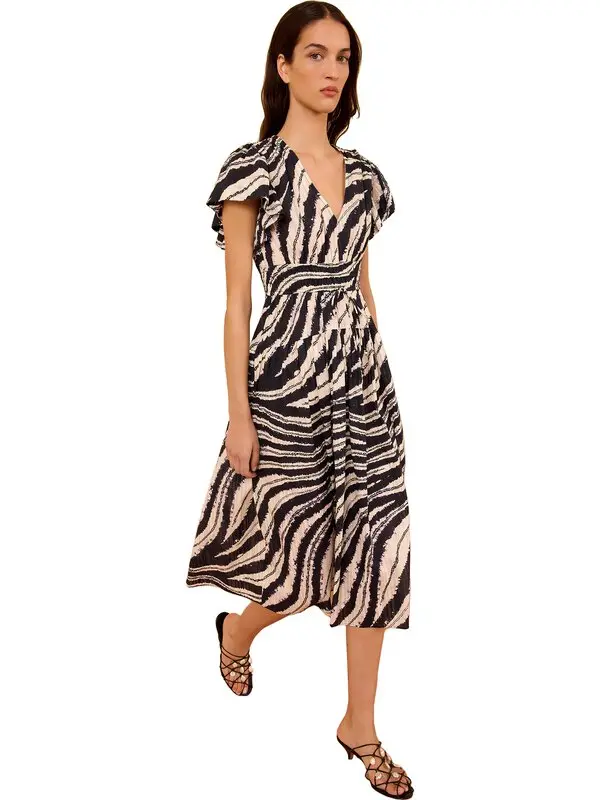 Ulla Johnson Lyria Cotton Blend Dress With Shibori Waves - Shibori Wave