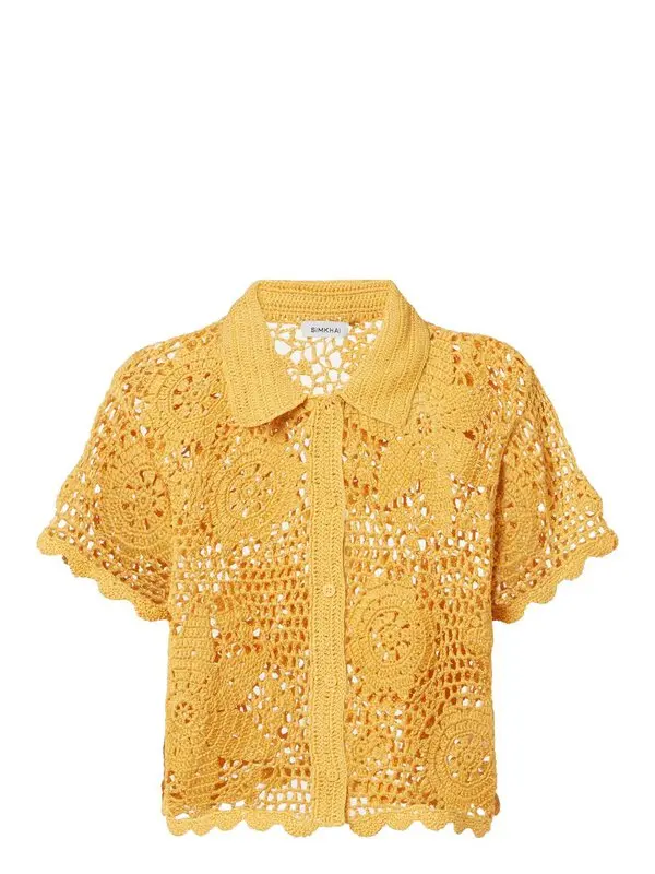 Simkhai Macks Floral Crochet Cotton Shirt - Yellow