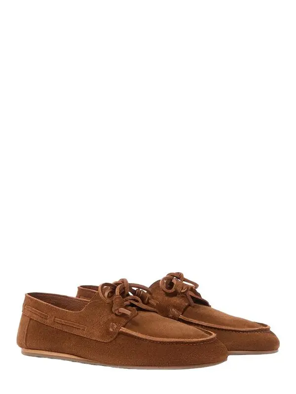 ANCIENT GREEK SANDALS Pliario Suede Boat Shoes - Brown