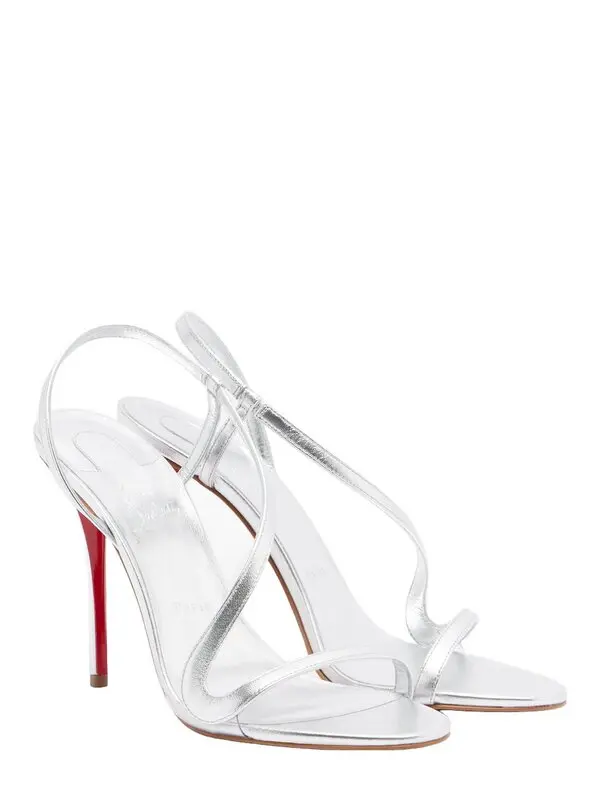 CHRISTIAN LOUBOUTIN Miss Z Metallic Leather Slingback Sandals - Silver
