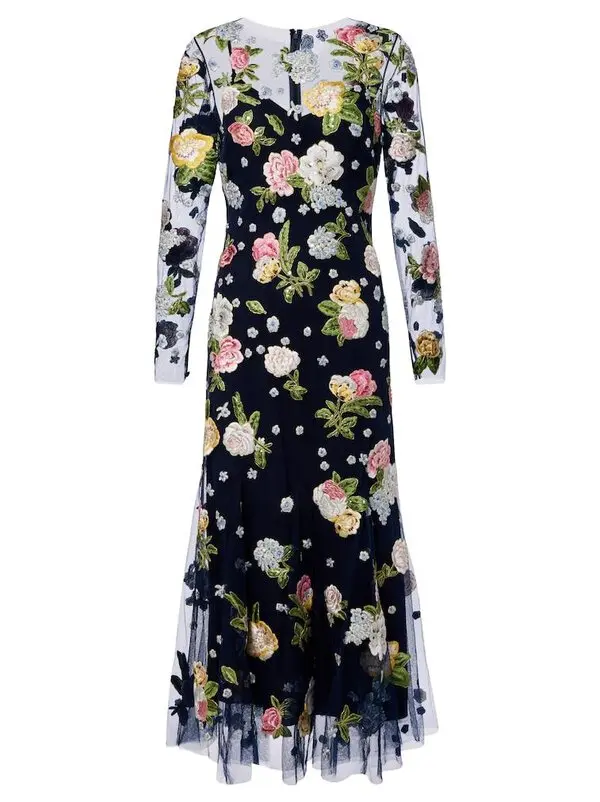 Carolina Herrera Embroidered Cocktail Dress - Blue