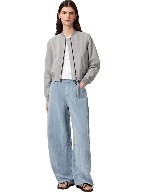 ALLSAINTS Jett Barrel Leg Linen Blend Pants - Blue