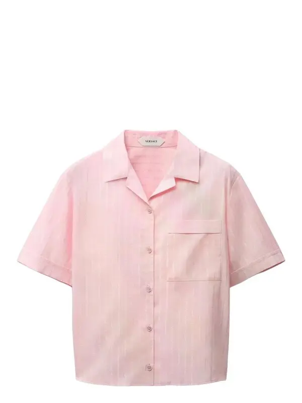 Versace Greca Jacquard Cotton Silk Shirt - Pink