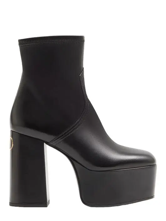 Valentino Garavani Fawcette Platform Ankle Boots In Stretch Nappa - Black