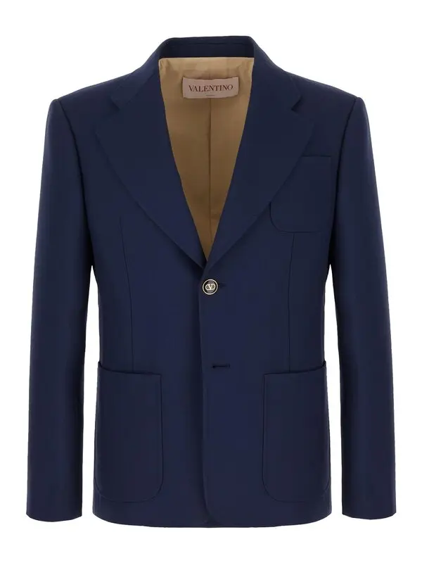Valentino Garavani Navy Blazer With Gold Tone Detailing - Multicolor