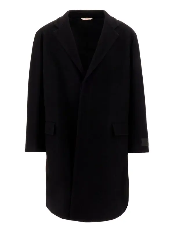 Valentino Garavani Black Wool Blend Coat - Multicolor