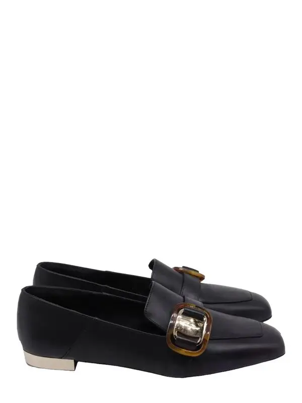 FERRAGAMO Logo Buckled Loafers - Black