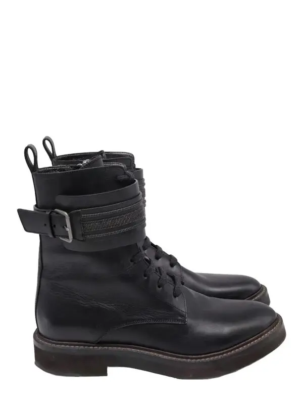Brunello Cucinelli Monili Embellished Ankle Boots - Black