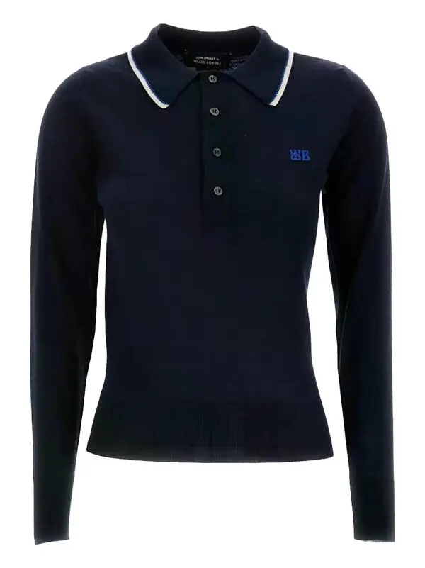 WALES BONNER Henry Logo-embroidered Contrast-trim Sweater - Blue