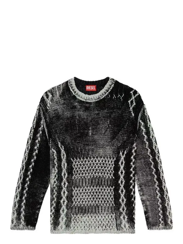 DIESEL® Oval D Cable-knit Sweater - Black