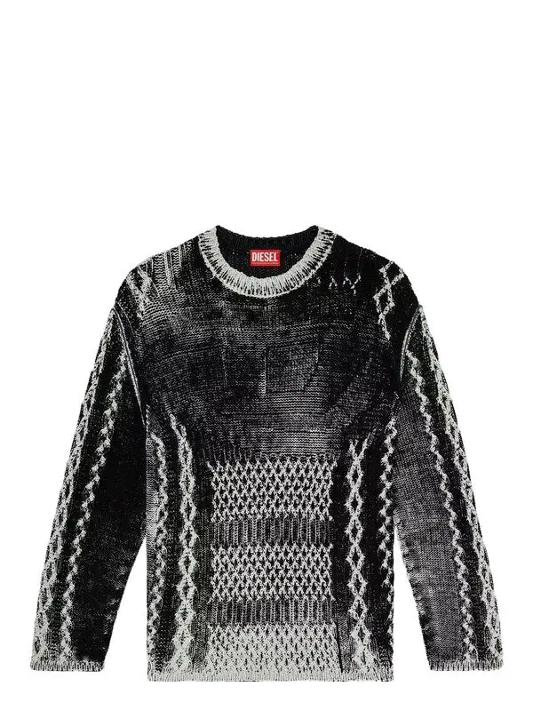 DIESEL® Oval D Cable-knit Sweater - Black