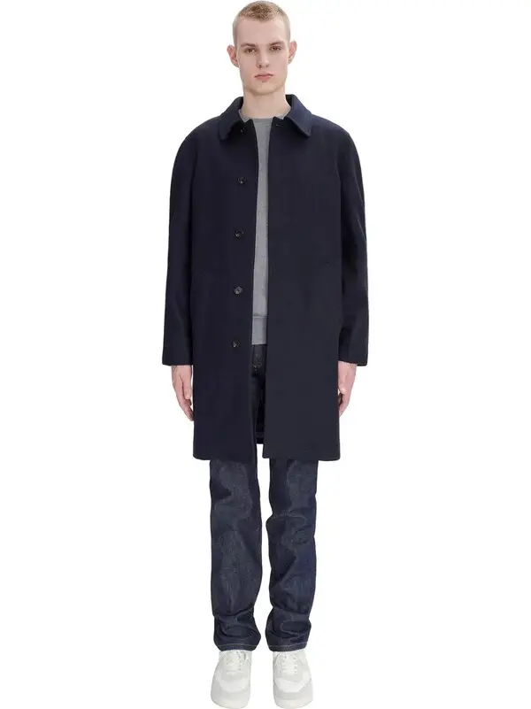 A.p.c. Auster Raincoat In Navy Blue - Heather Navy Blue