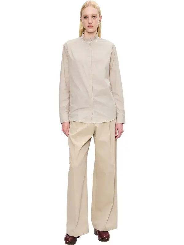 A.p.c. Striped Blouse With Ruffled Collar - Beige