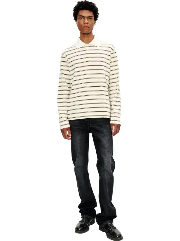 A.p.c. Long-sleeve Striped Polo Shirt - Ecru