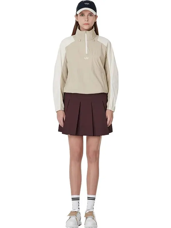 A.p.c. Zip-up Windbreaker With Embroidered Logo - Beige