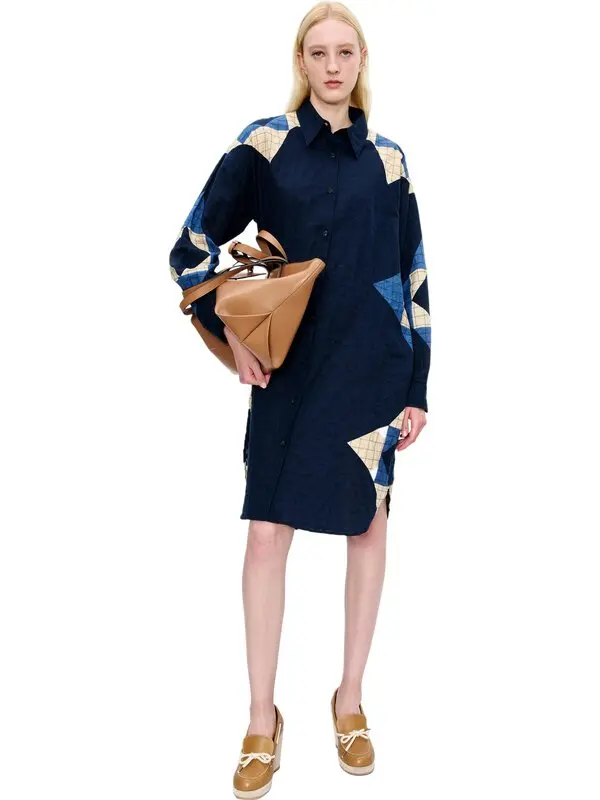 A.p.c. Patchwork Shirt Dress - Dark Indigo
