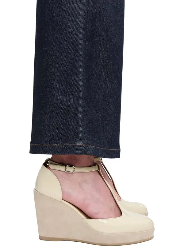 A.p.c. Les Salomés Wedge Platform T-strap Sandals - Light Yellow