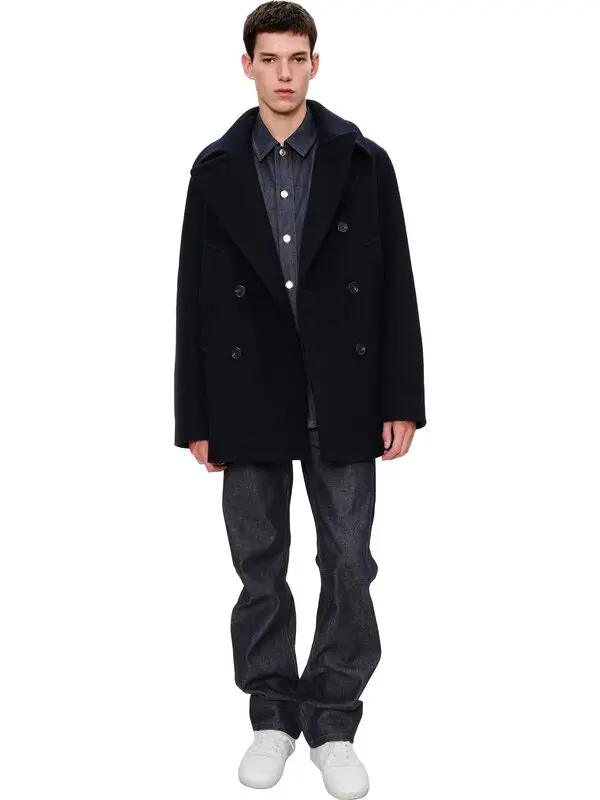 A.p.c. Double-breasted Peacoat - Dark Navy Blue