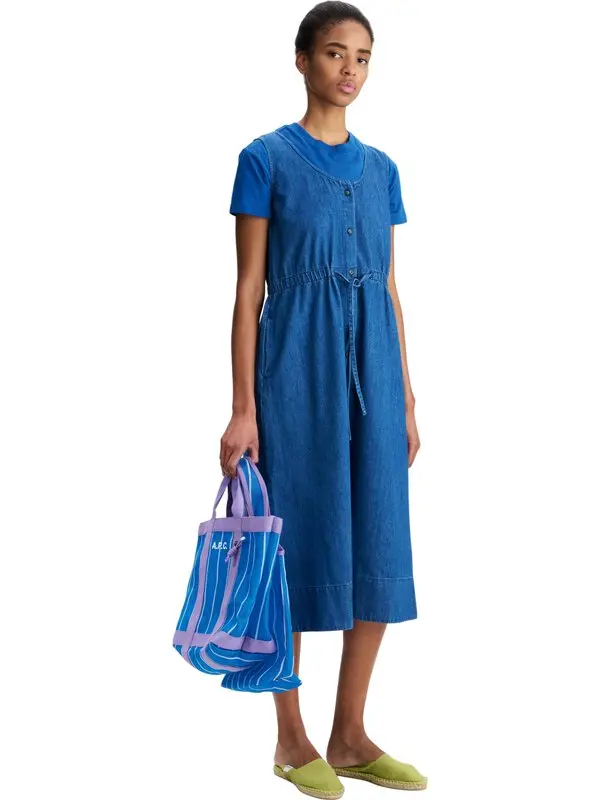 A.p.c. Denim Shirt Dress With Button-down Collar - Blue