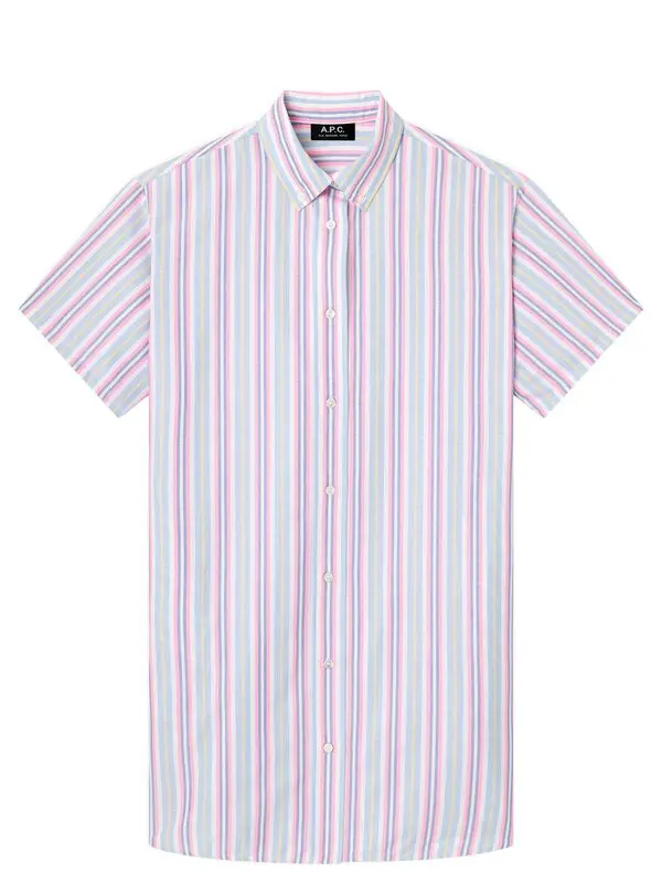 A.p.c. Striped Shirt Dress - Fluorescent Pink