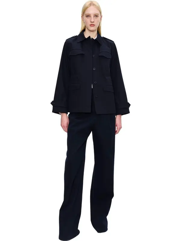 A.p.c. Fitted Safari Jacket With Classic Collar - Dark Navy Blue