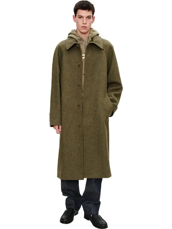A.p.c. Raglan Sleeve Coat - Heather Green