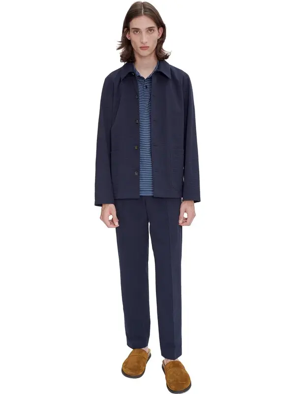 A.p.c. Brest Textured Seersucker Jacket - Dark Navy Blue