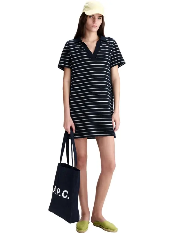 A.p.c. Striped Polo Dress - Dark Navy Blue