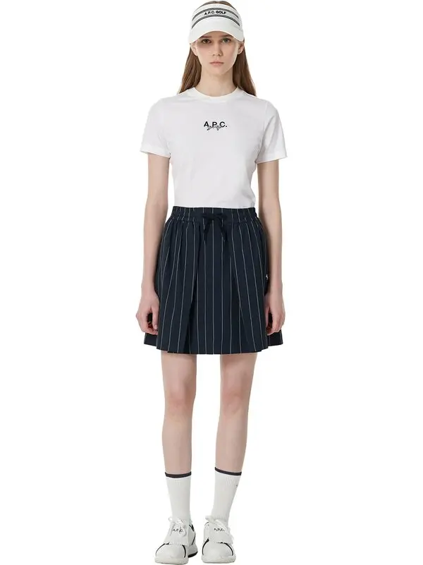 A.p.c. Pinstriped Pleated Golf Skirt - Marine Blue