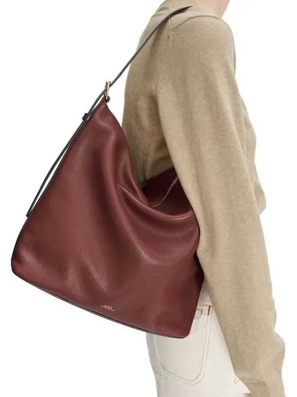 A.p.c. Vera Bag Grained Leather Shoulder Bag - Amarena Cherry