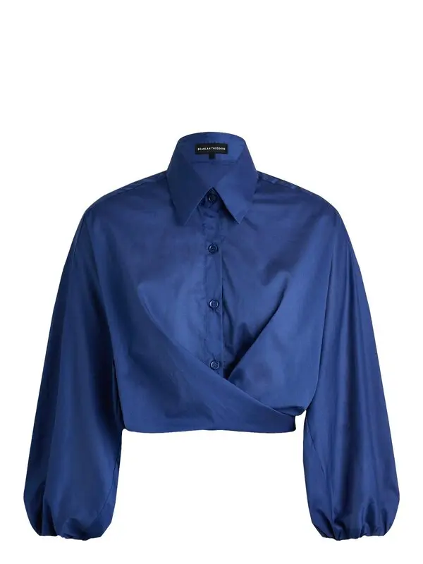 Scanlan Theodore Polished Cotton Voile Wrap Shirt - Blue