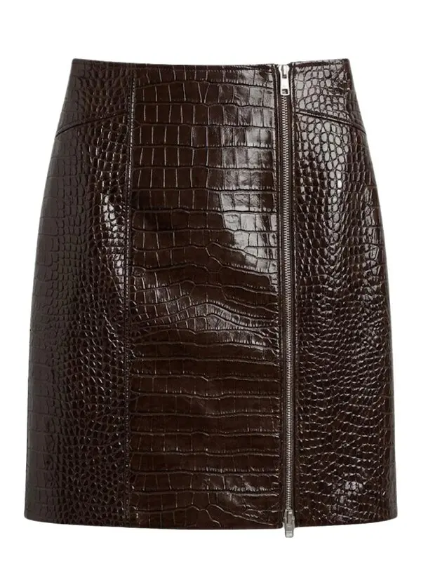 HARMAIN LEATHERS LTD Mock-croc Leather Mini Skirt - Brown
