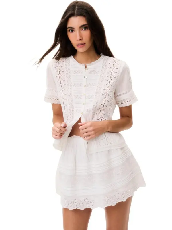 LoveShackFancy Ciela Cotton Victorian Blouse - Optic White