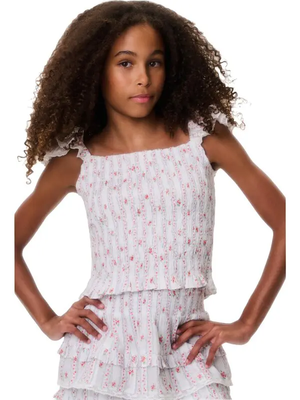LoveShackFancy Tween Cherry Stripe Caspia Top - Poppy Red