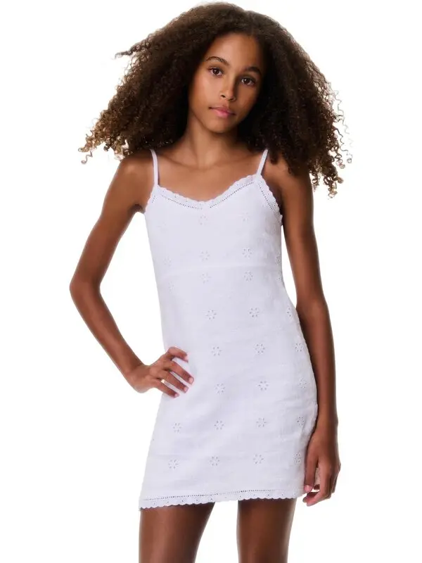LoveShackFancy Tween Eyelet Linen Mini Dress - Optic White