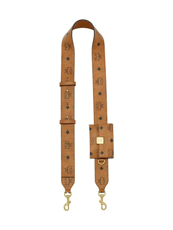 Mcm Aren Shoulder Strap With Pouch - Cognac