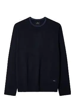 Paul Smith Merino Wool Sweater With Contrast Collar - Blue
